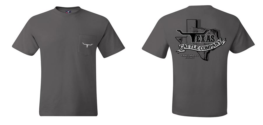 Dark Grey Vintage Pocket Tee - Texas Cattle Company